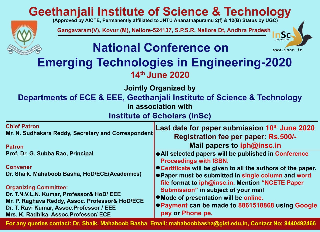 E-Conference on “National Conference on Emerging Trends in Engineering ...