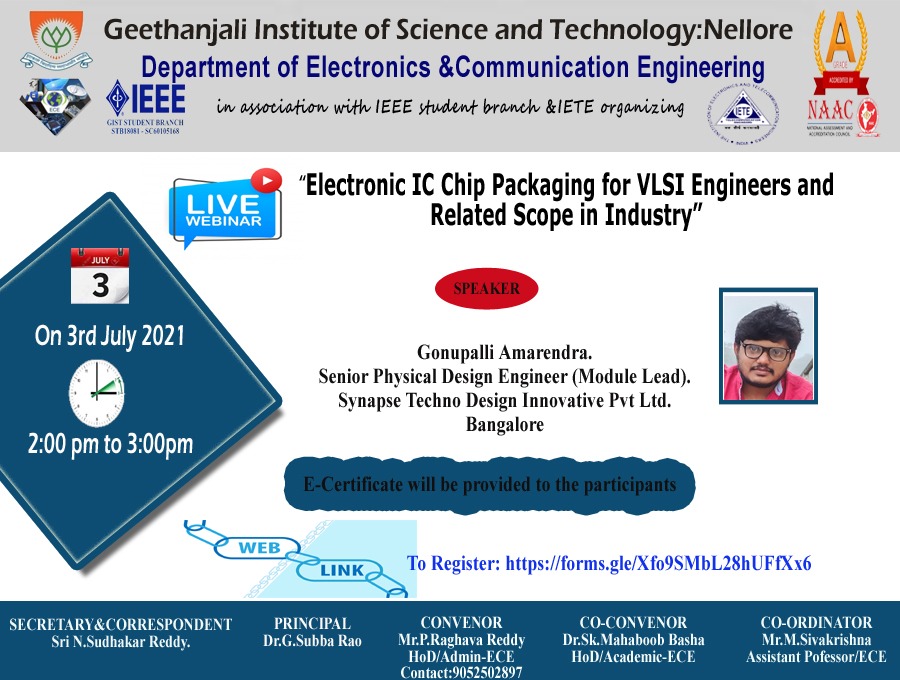 Report On “A Live Webinar on “Electronic IC Chip packaging for VLSI ...